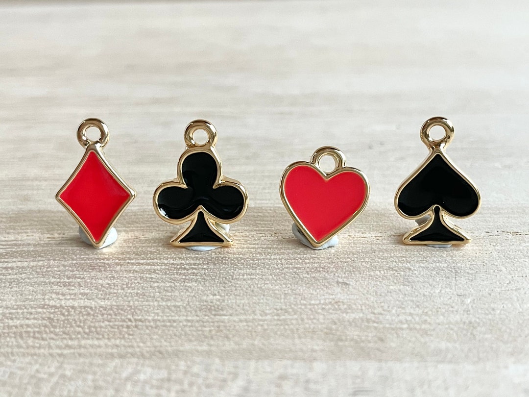 Poker Cards Charms, Playing Cards Charms, Gold Plated Enamel Ace of ...
