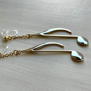 Music Note Earrings Invisible Clip on Earrings Big Large - Etsy