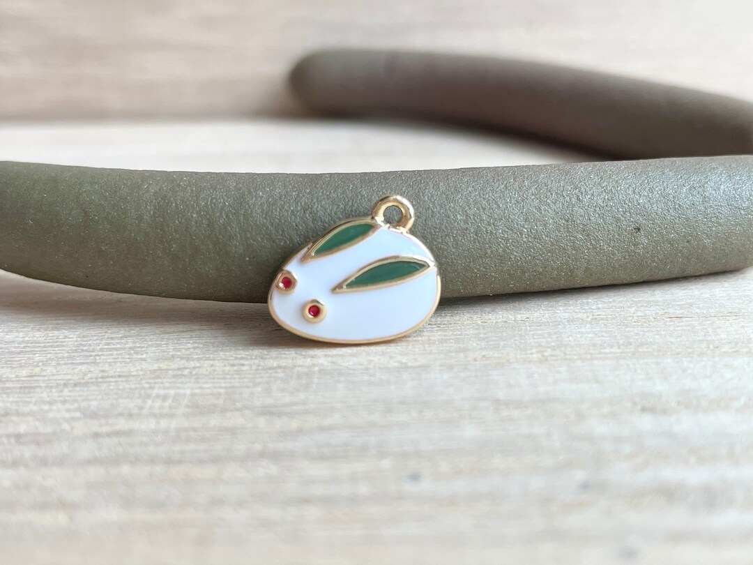 Japanese Snow Rabbit Charm, Tiny, Gold Plated, Clip on / Phone ...