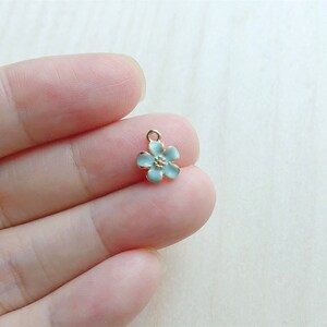 Flower Charm, Tiny, Gold Plated, Enamel, Blue, Pink, Purple, Red, White ...