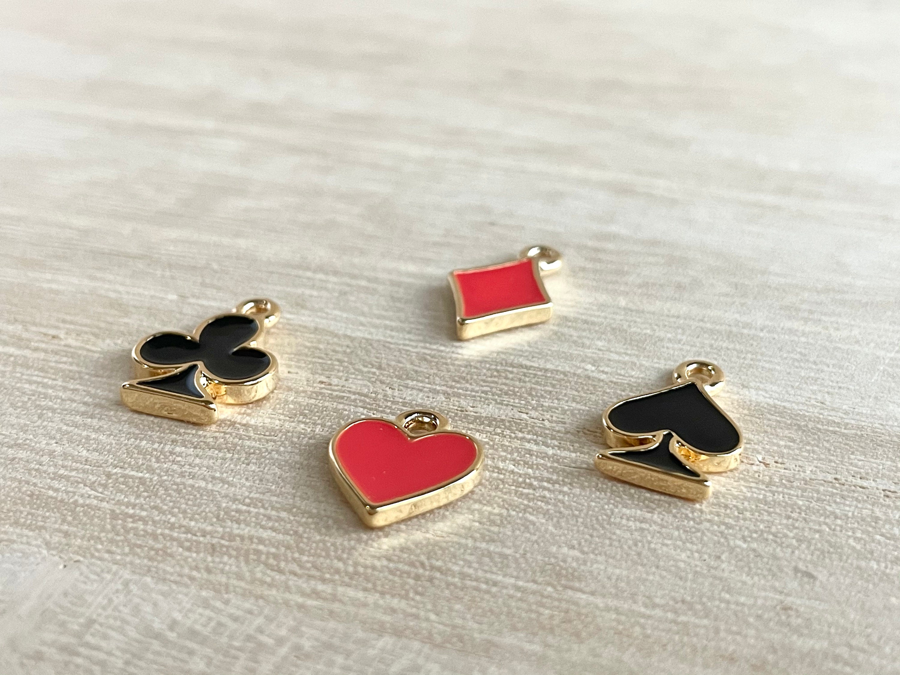 Poker Cards Charms Playing Cards Charms Gold Plated Enamel | Etsy