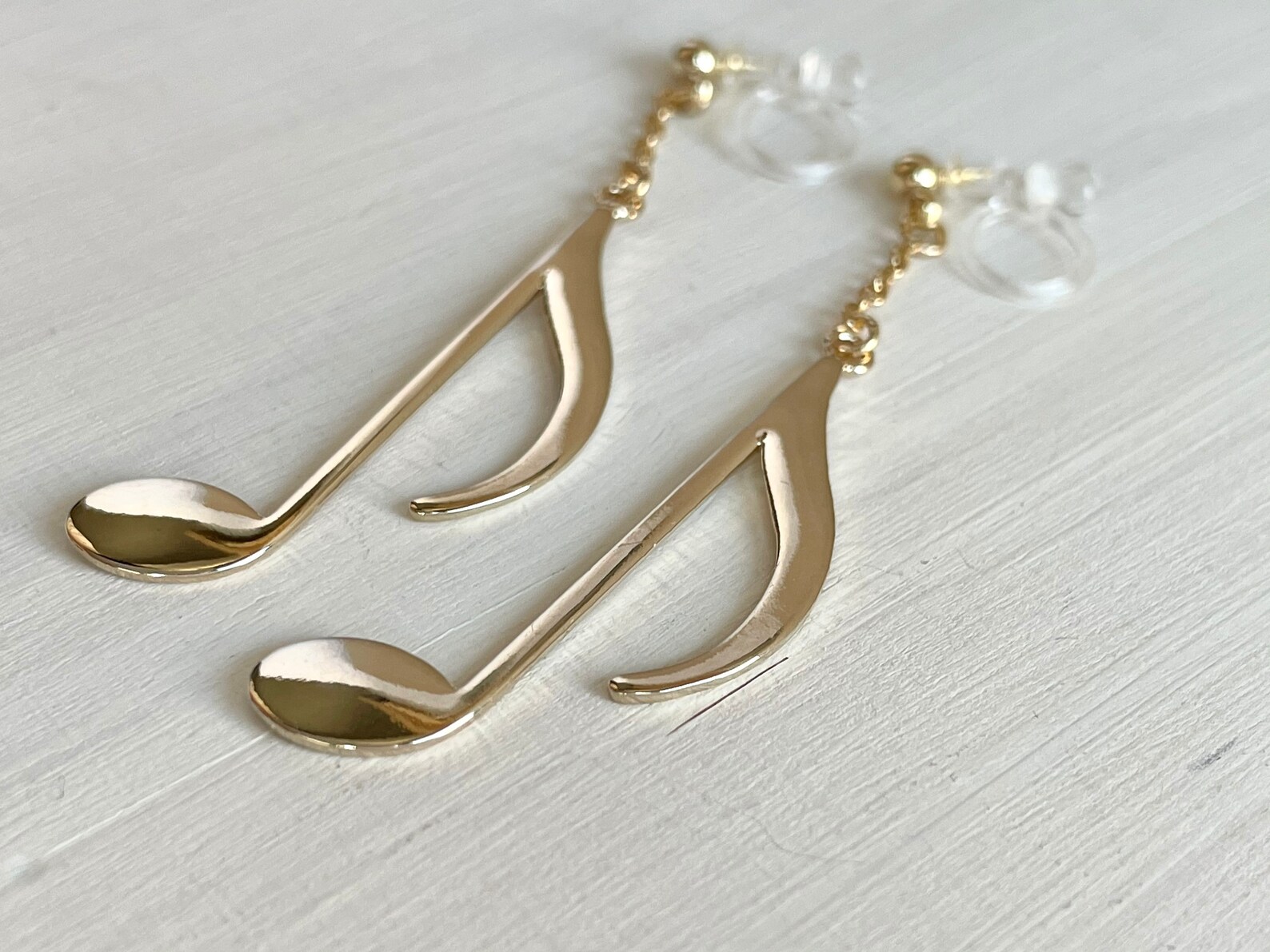 Music Note Earrings Invisible Clip On Earrings Big Large | Etsy