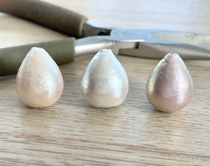 14 X 18mm Teardrop Cotton Pearls, White / Pink / Beige Color, Tear Drop ...