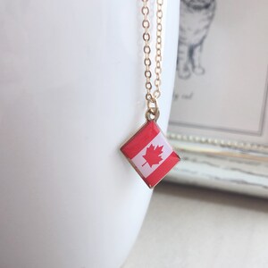 Canadian Flag Necklace, Canada Flag Necklace, Gold Canadian Flag Charm ...