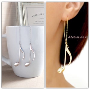 Music Note Earrings Invisible Clip on Earrings Big Large - Etsy