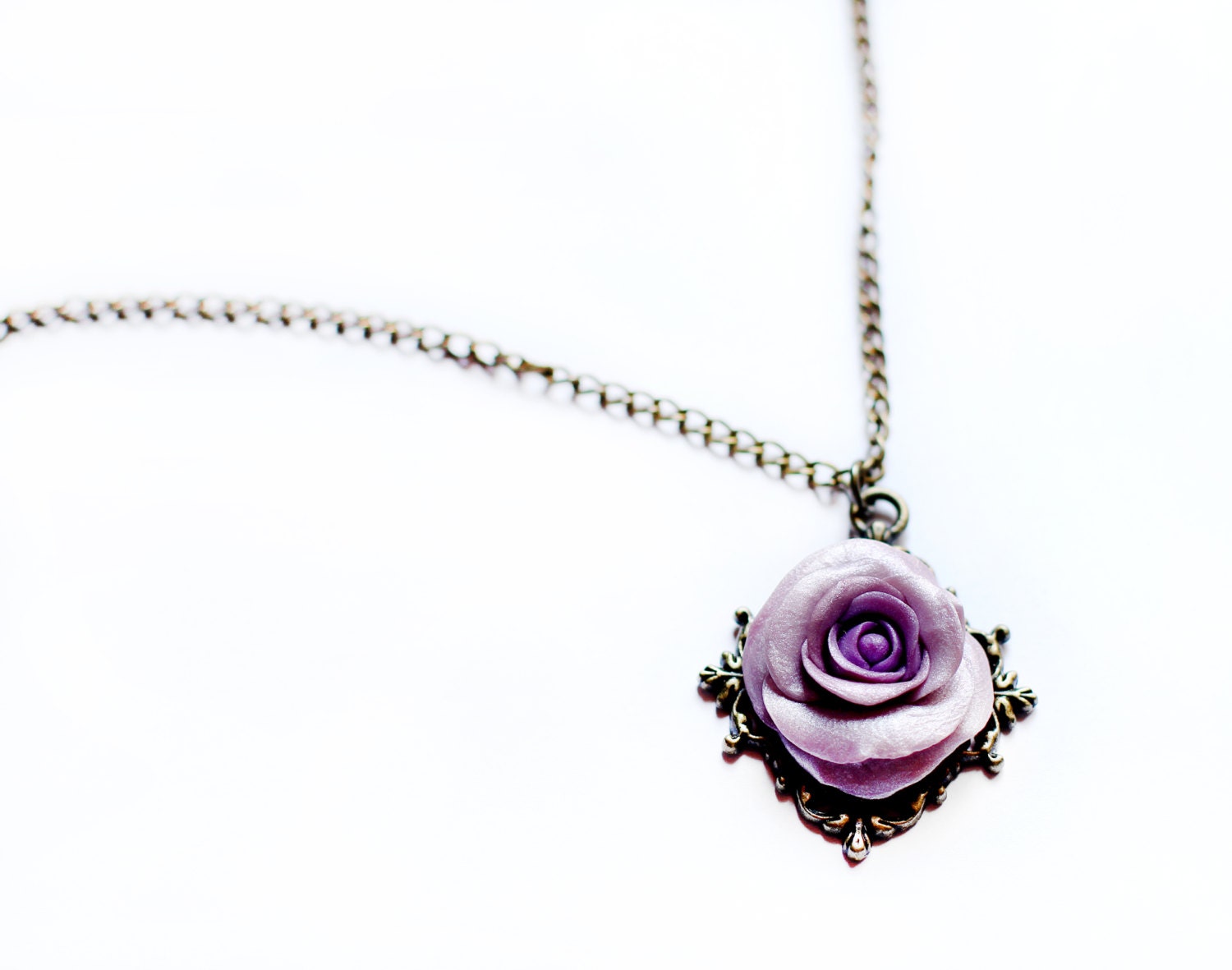Violet Rose Pendant Light Purple Rose Necklace Violet Necklace Rose ...