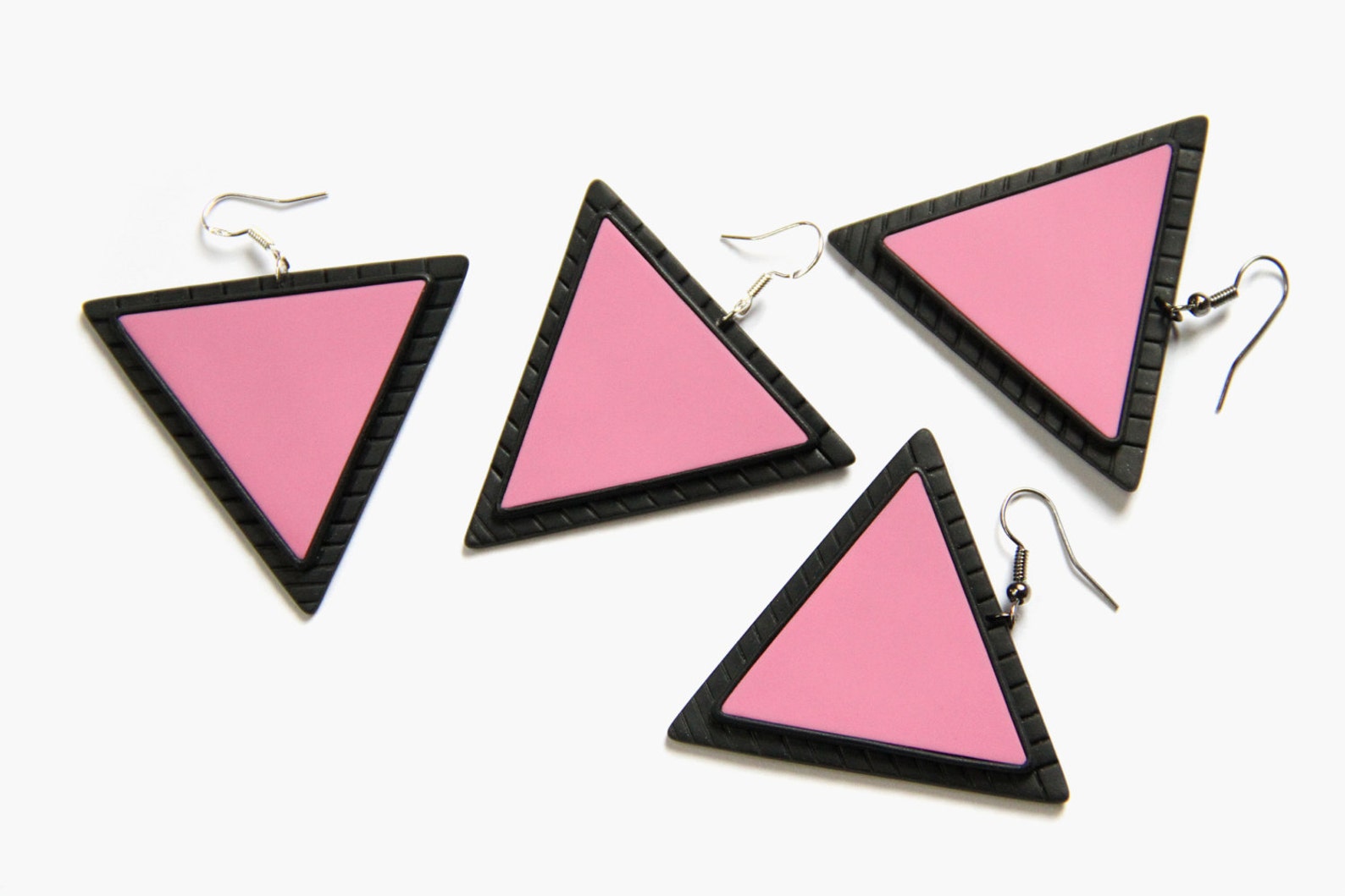 Geometrical Jewelry Triangular Earrings Pink Earrings Gift for Wife ...