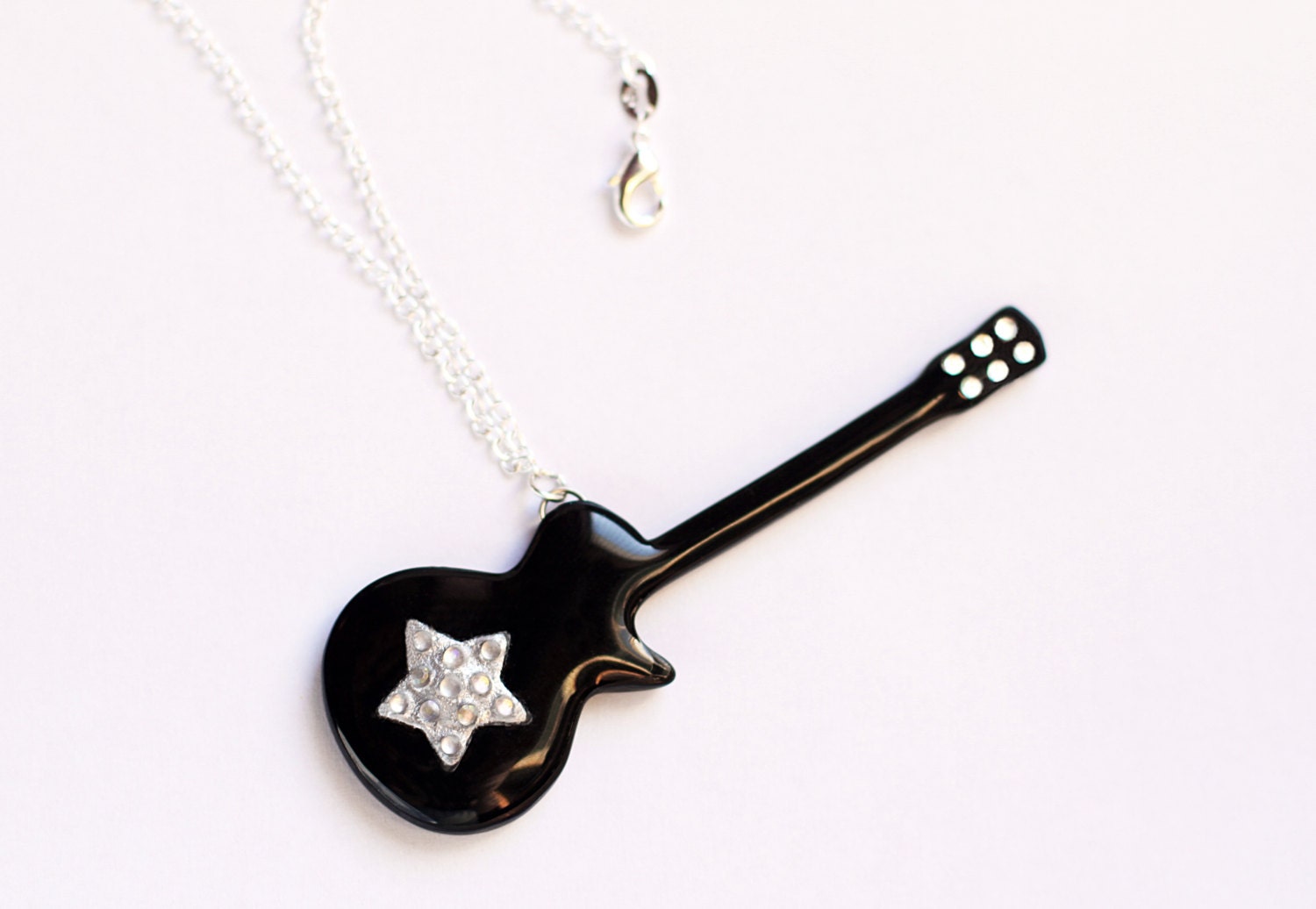 Guitar Necklace: Resin & Crystal Rock Star Pendant - Etsy
