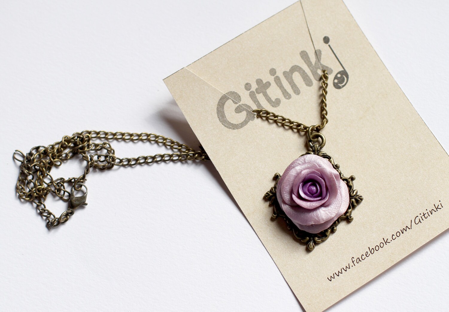 Violet Rose Pendant Light Purple Rose Necklace Violet Necklace Rose ...