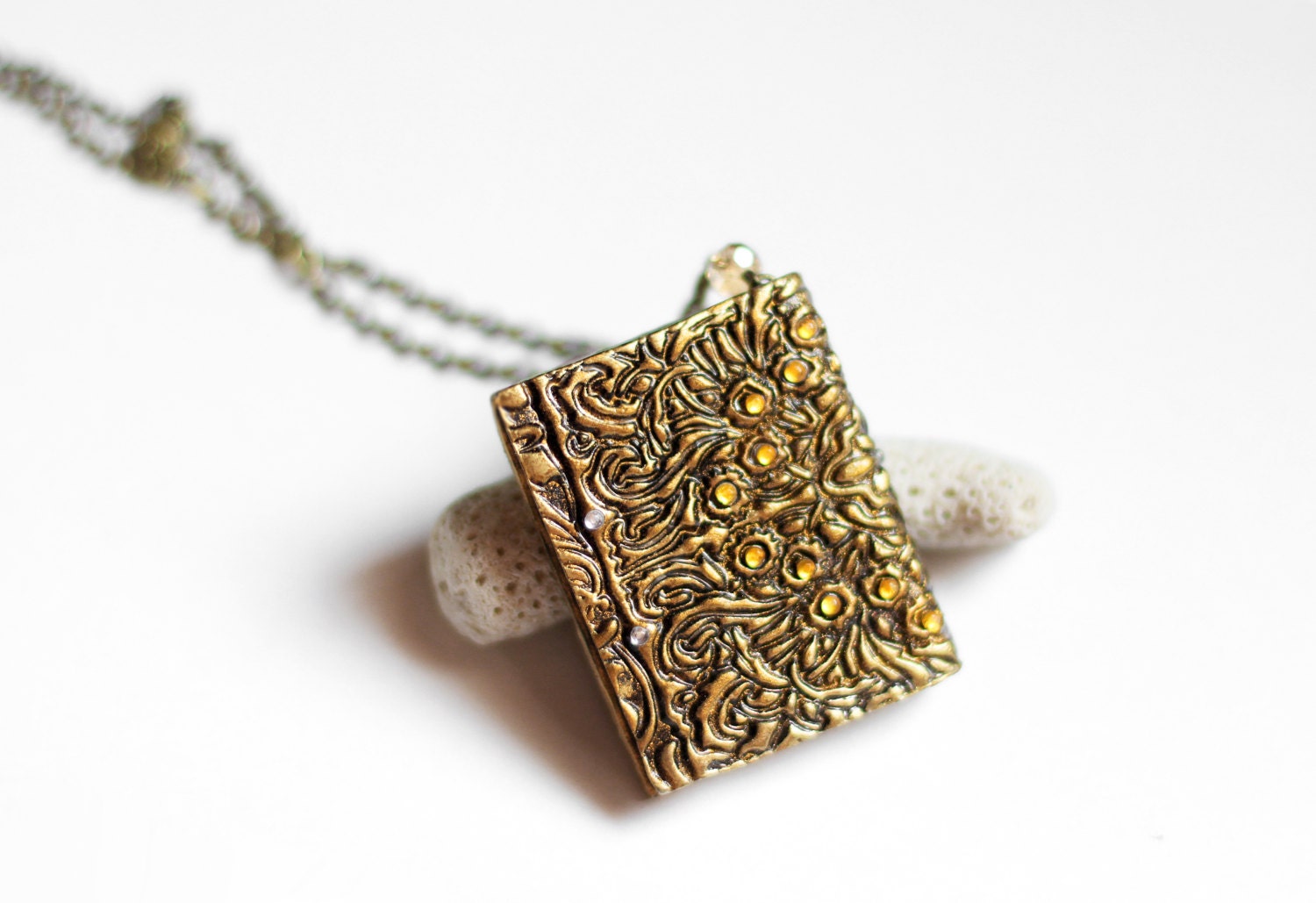 Gold Book Necklace Thoughtful Gift for Mom Mini Book Pendant Book Lover ...