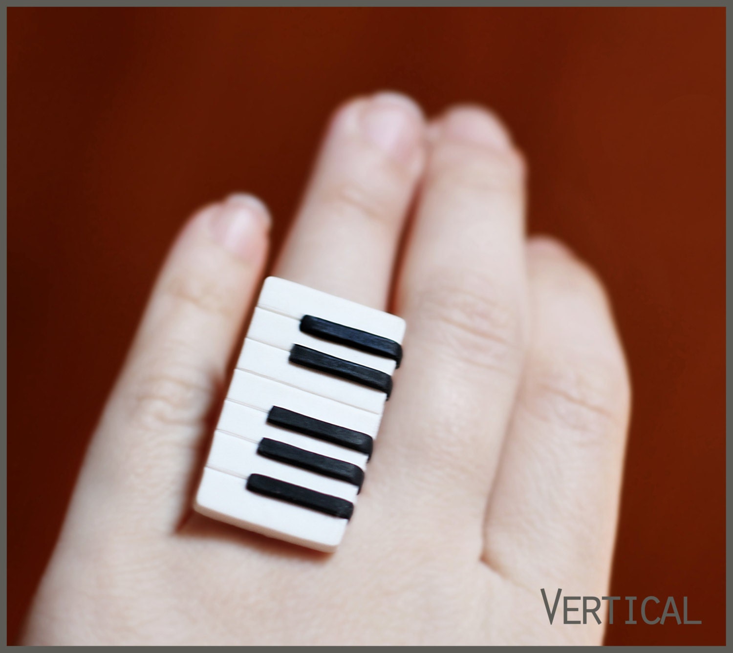 Music Ring Piano Jewelry Musician Gift Keyboard Ring Black and White ...