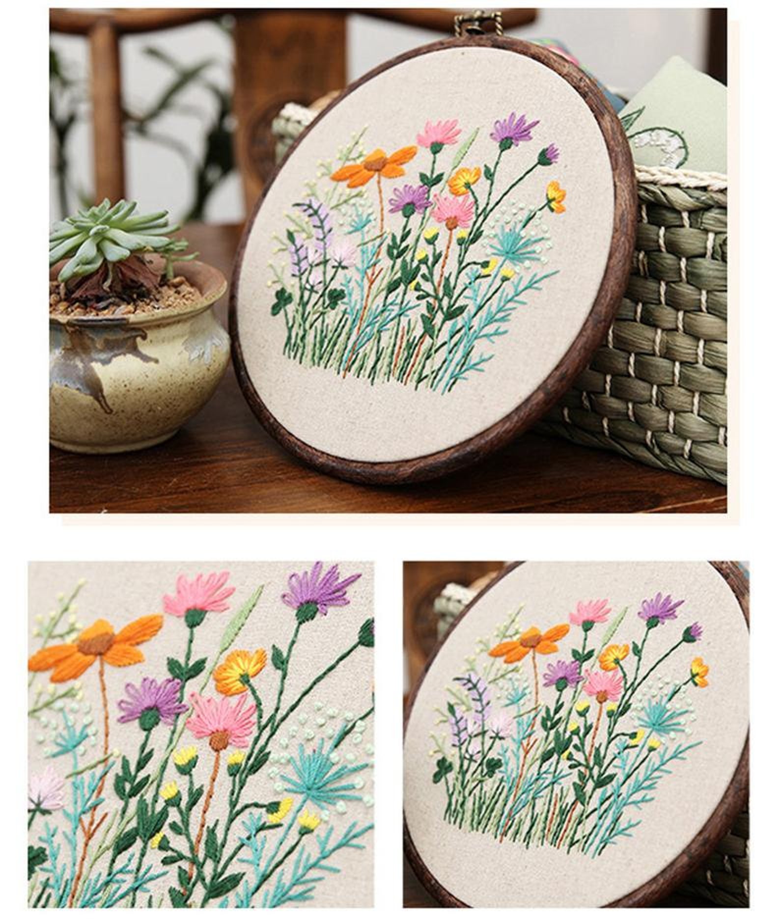 Modèle main broderie kit complet kit de broderie débutant DIY | Etsy