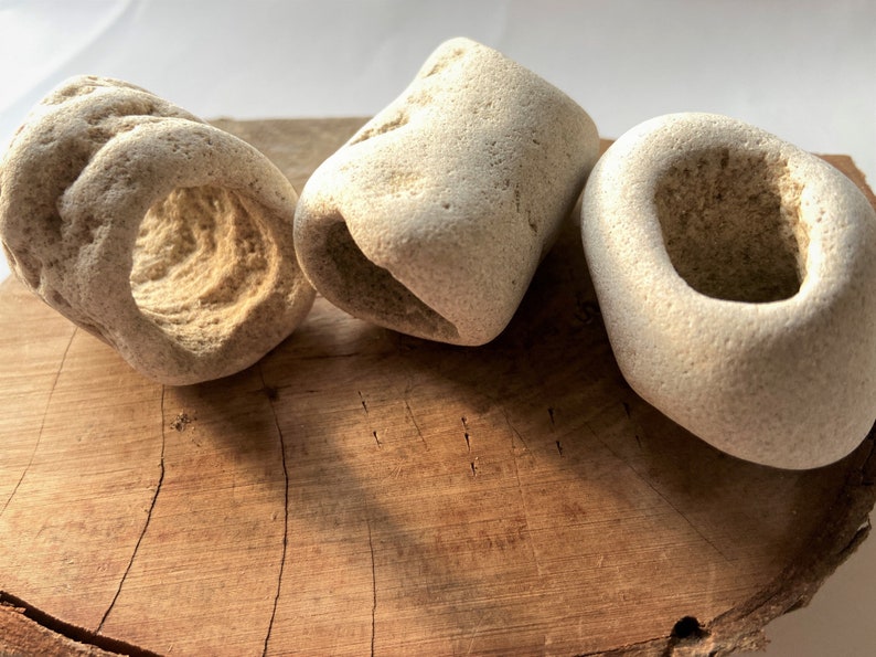 4 Big Hag Stone Tubes Natural Holed Beach Stones Holey Stone - Etsy