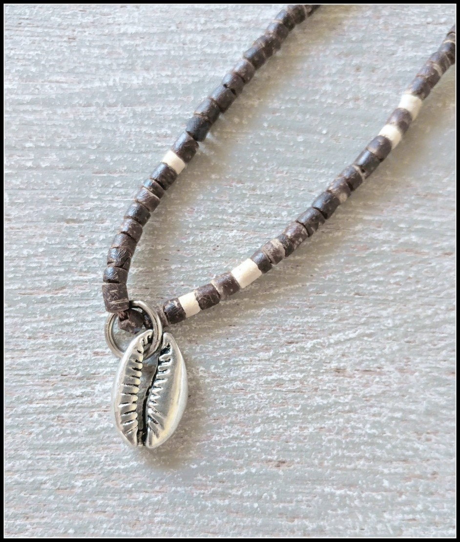 Man Seashell Necklace Cowrie Shell Necklace Mens Cowrie | Etsy