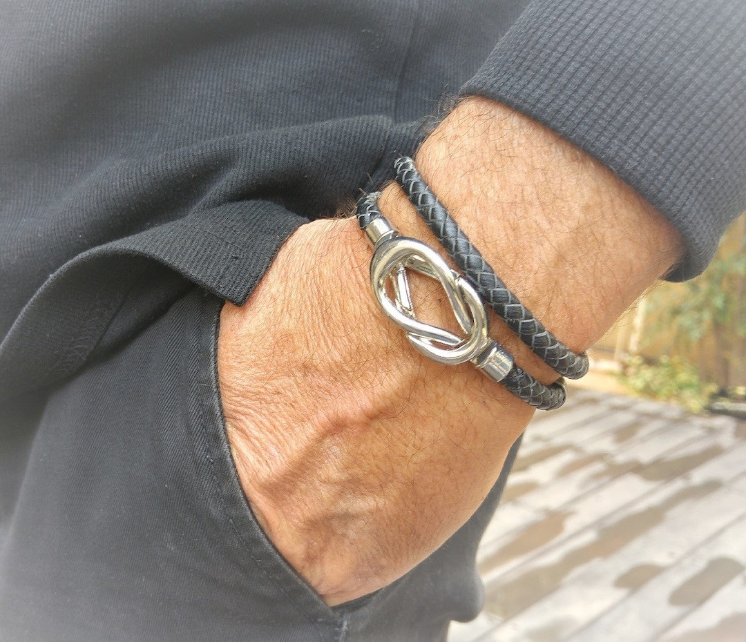 Infinity Leather Bracelet, Mens Infinity Bracelet, Eternity Bracelet ...
