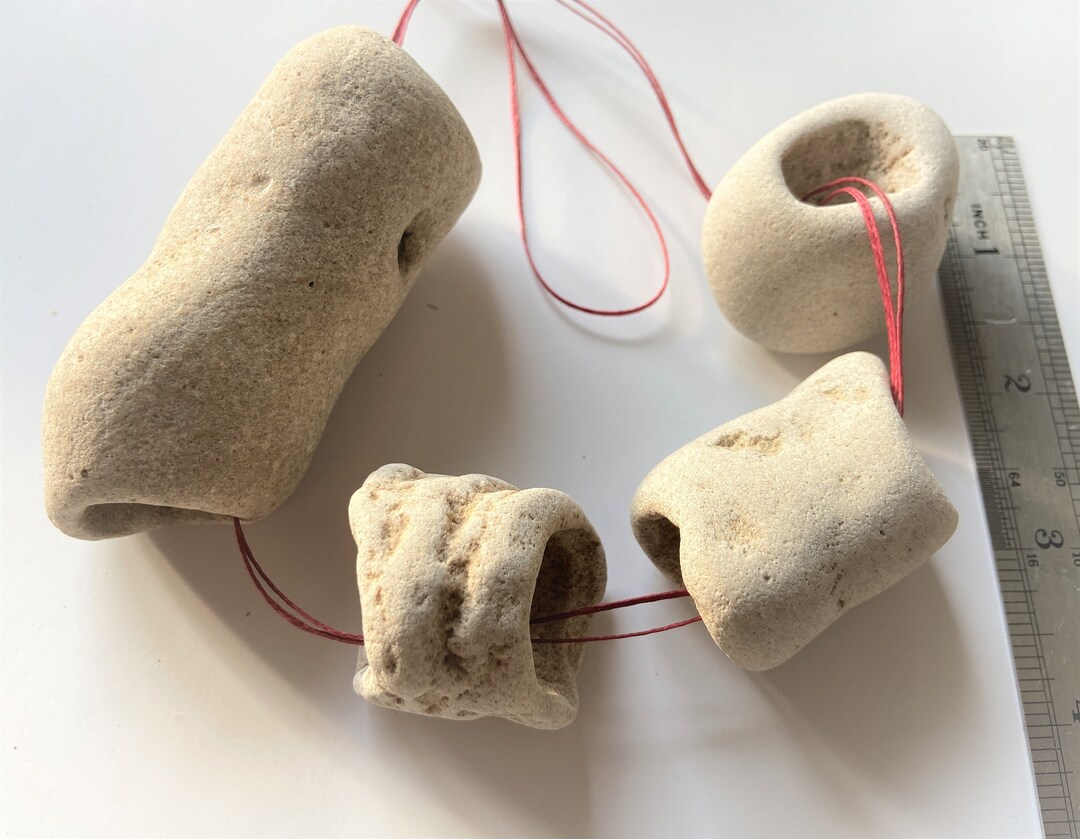4 Big Hag Stone Tubes Natural Holed Beach Stones Holey Stone - Etsy