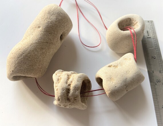 4 Big Hag Stone Tubes Natural Holed Beach Stones Holey Stone - Etsy