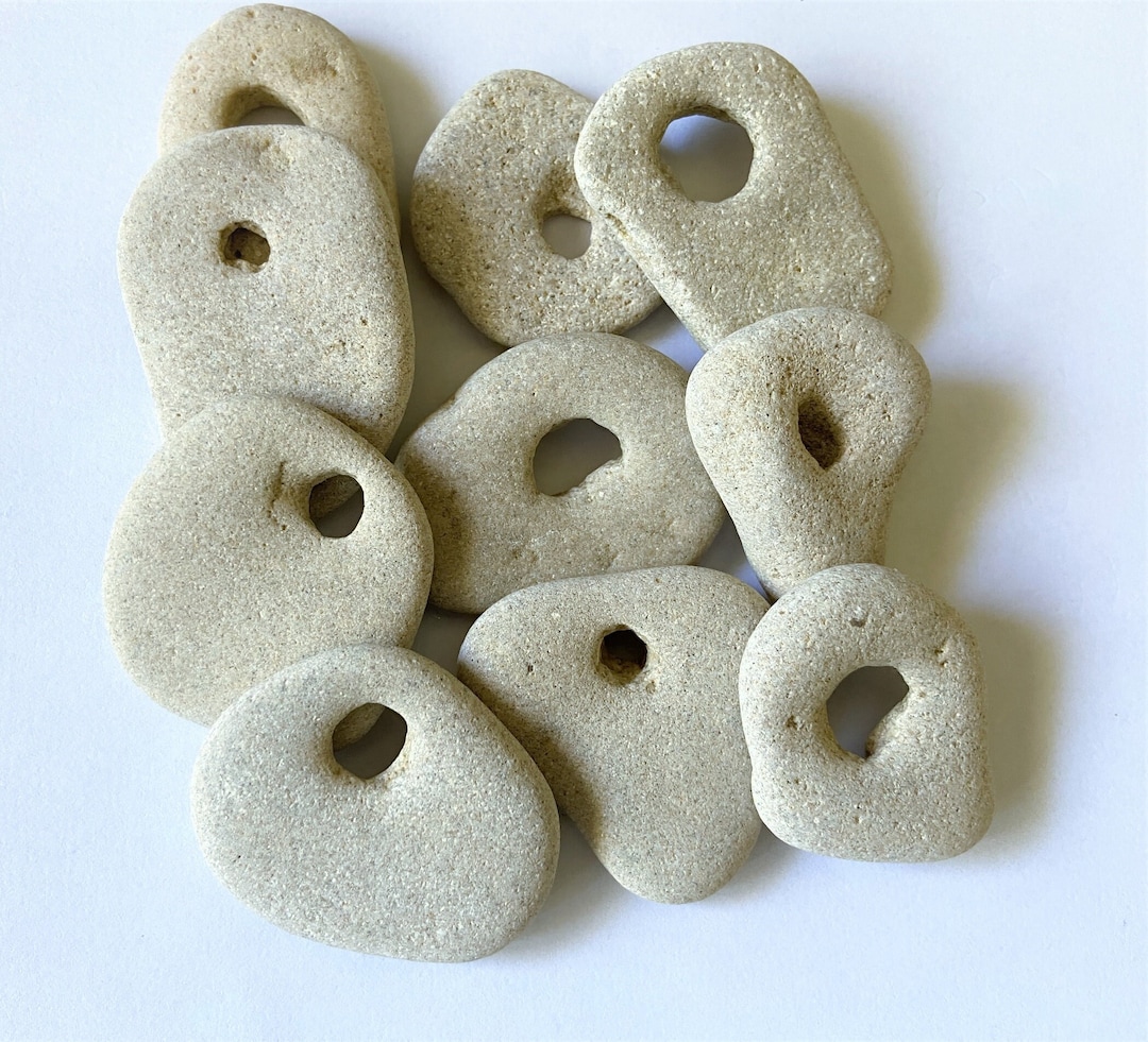 Lot of Hag Stone, 10 Big Natural Holed Beach Stones Bulk, Holey Stone ...