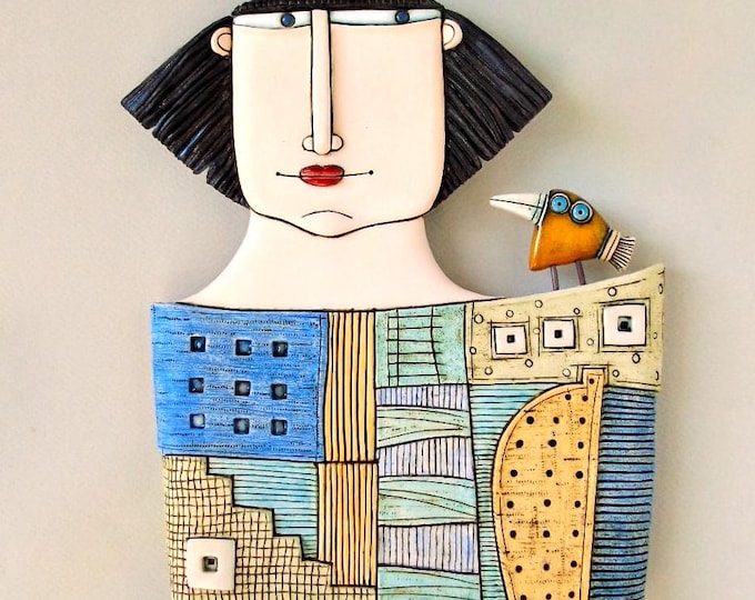 Ceramic Wall Art ,ceramic Sculpture of Woman ,home Decoration, Wall ...