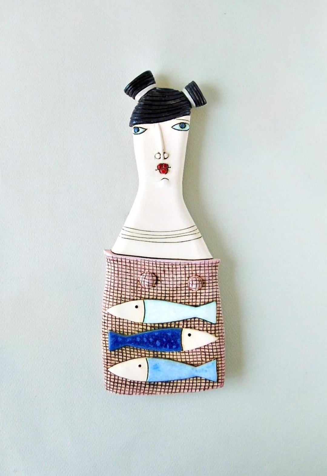Ceramic Wall Art,ceramic Figure of Woman,ceramic Sculpture ,home Decor ...