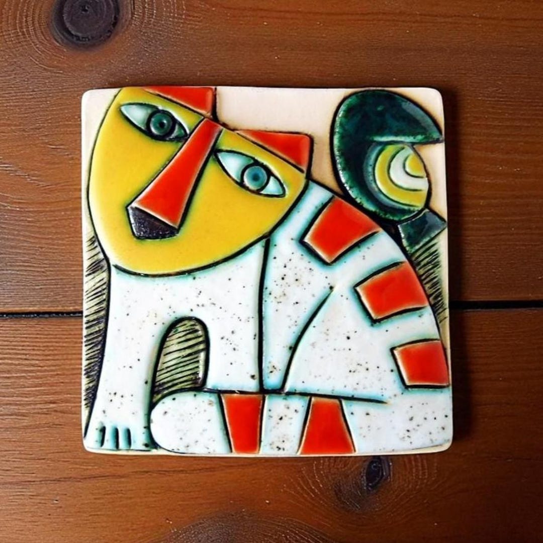 Funny Cat -ceramic Wall Tile , Handmade Whimsical Cat Art – Unique Home ...