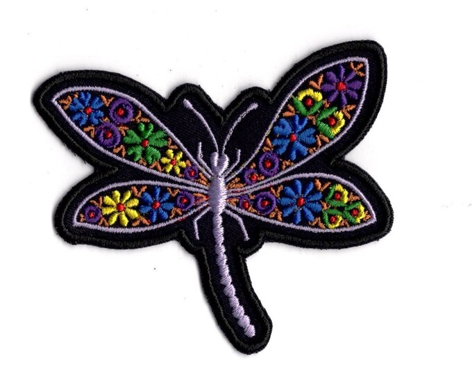 Rainbow Dragonfly Patch Iron on Embroidered Dragonfly Patch Patch by ...