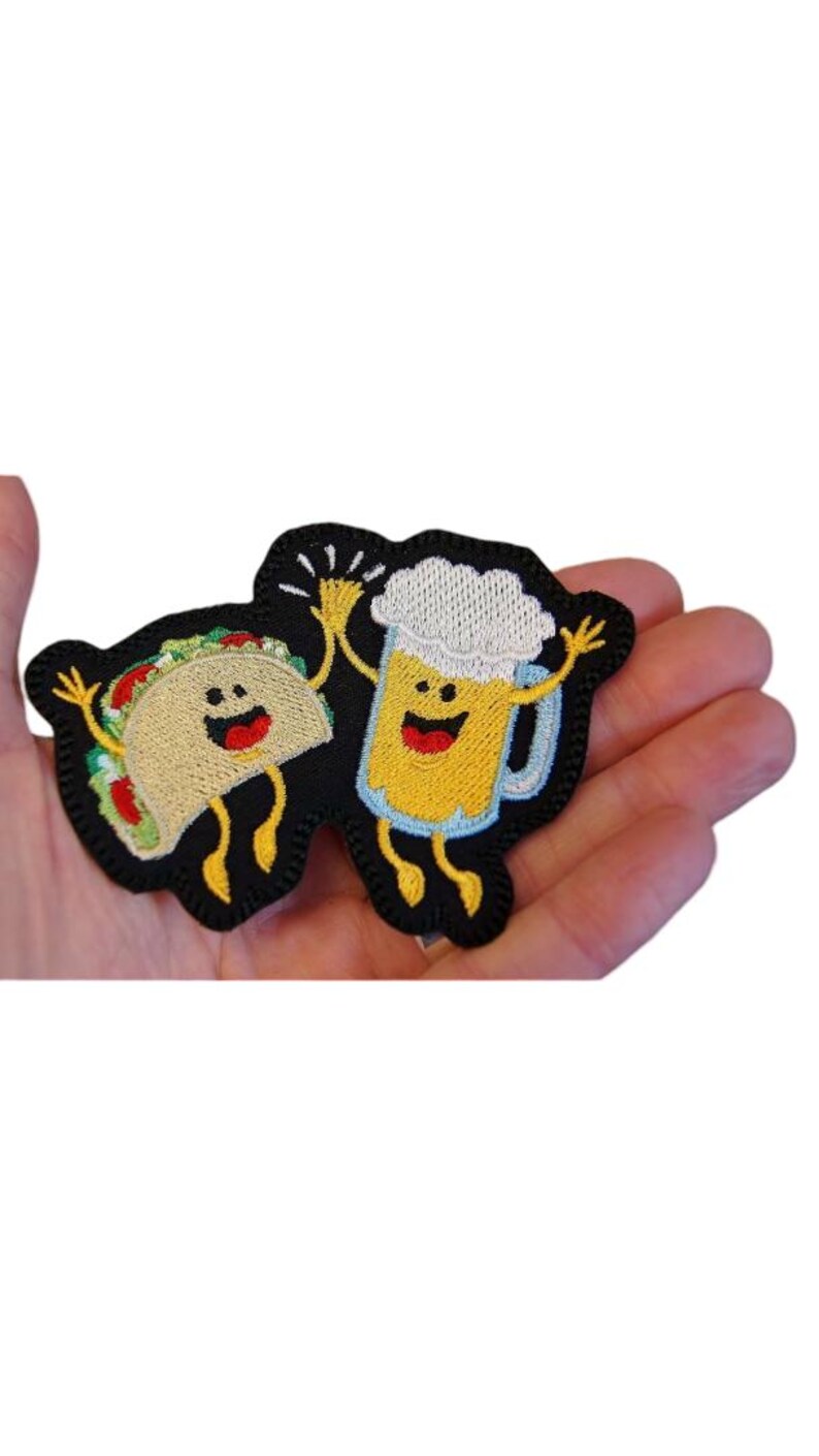 Beer and Taco Fiesta Patch - Iron on Embroidered Applique by Magic ...