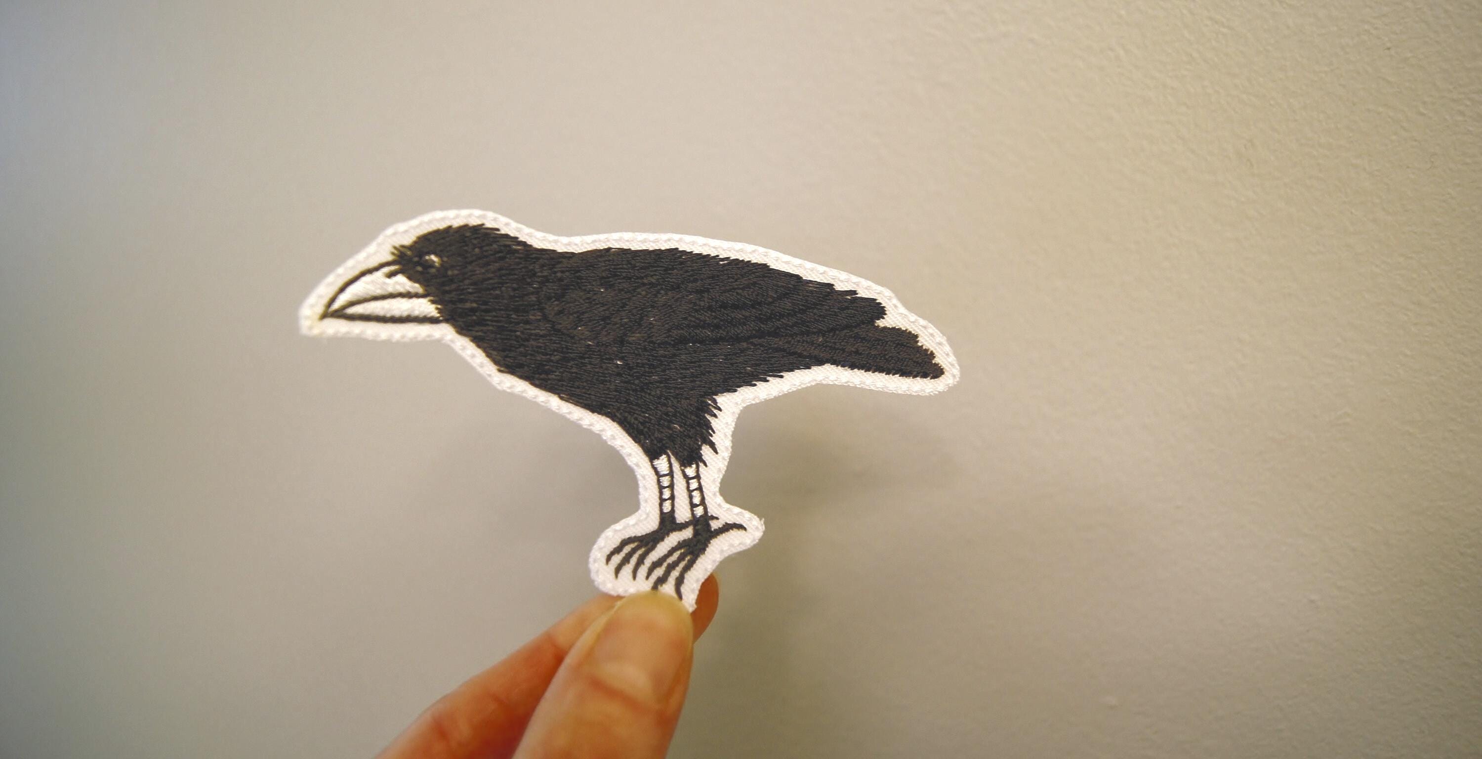 Raven Patch Embroidered Iron on Fabric Black Bird Applique Patch by ...