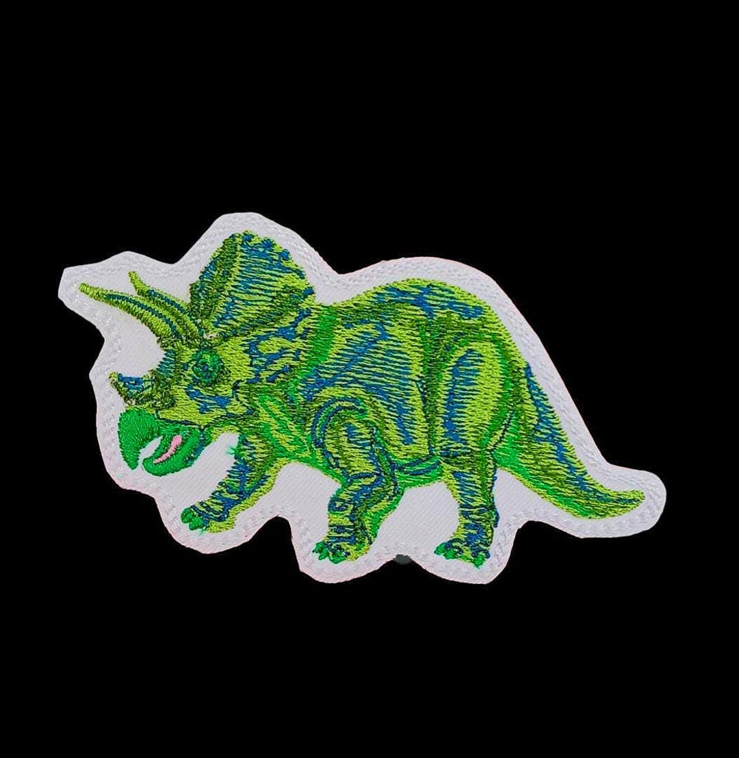 Triceratops Dinosaur Iron on Patch: Embroidered Prehistoric ...