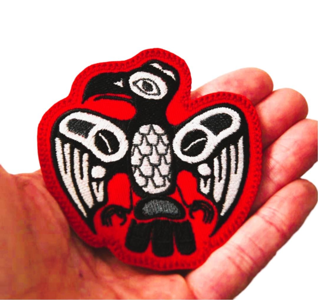 Raven Iron on Patch Embroidered Fabric Native Style Bird Crest Patch by ...