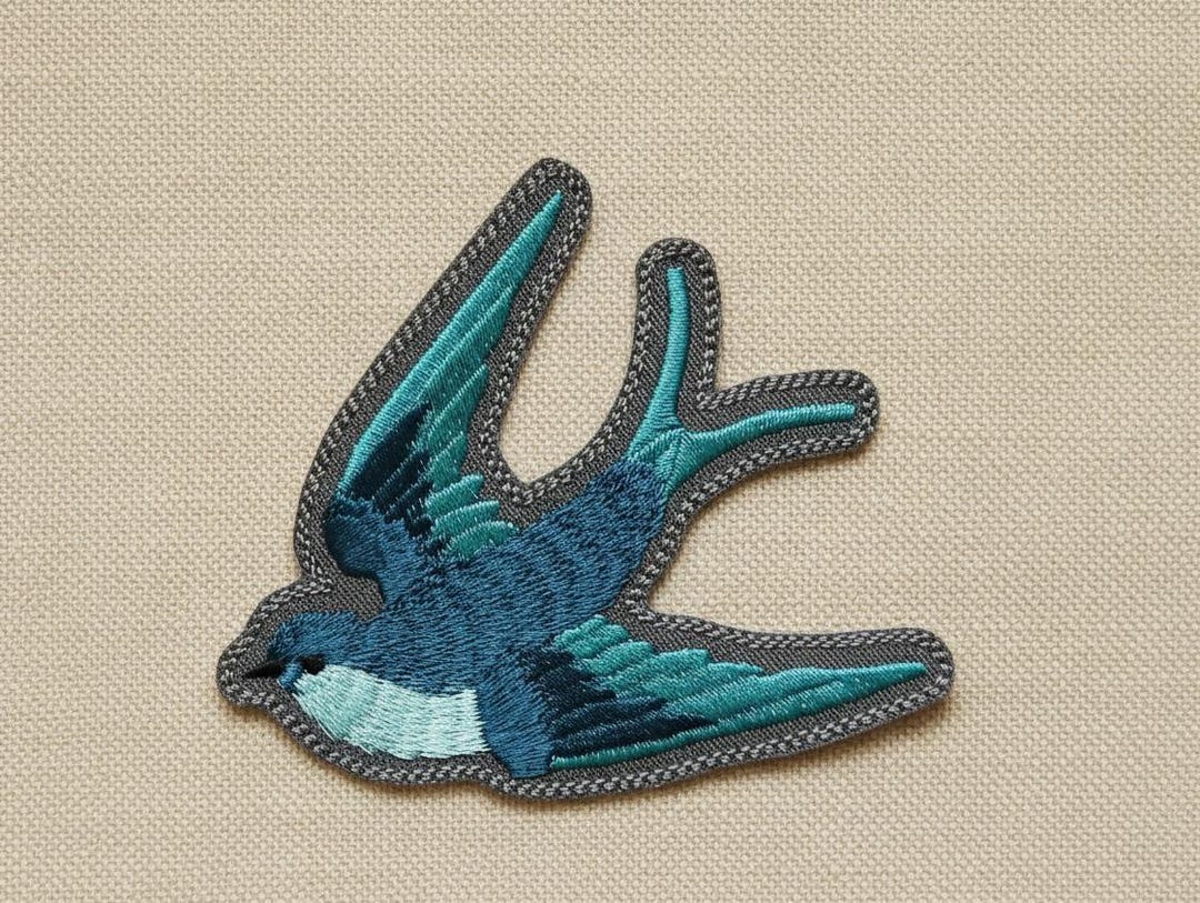 Embroidered Blue Swallow Bird Patch – Iron-on Nature Crest for Jackets ...