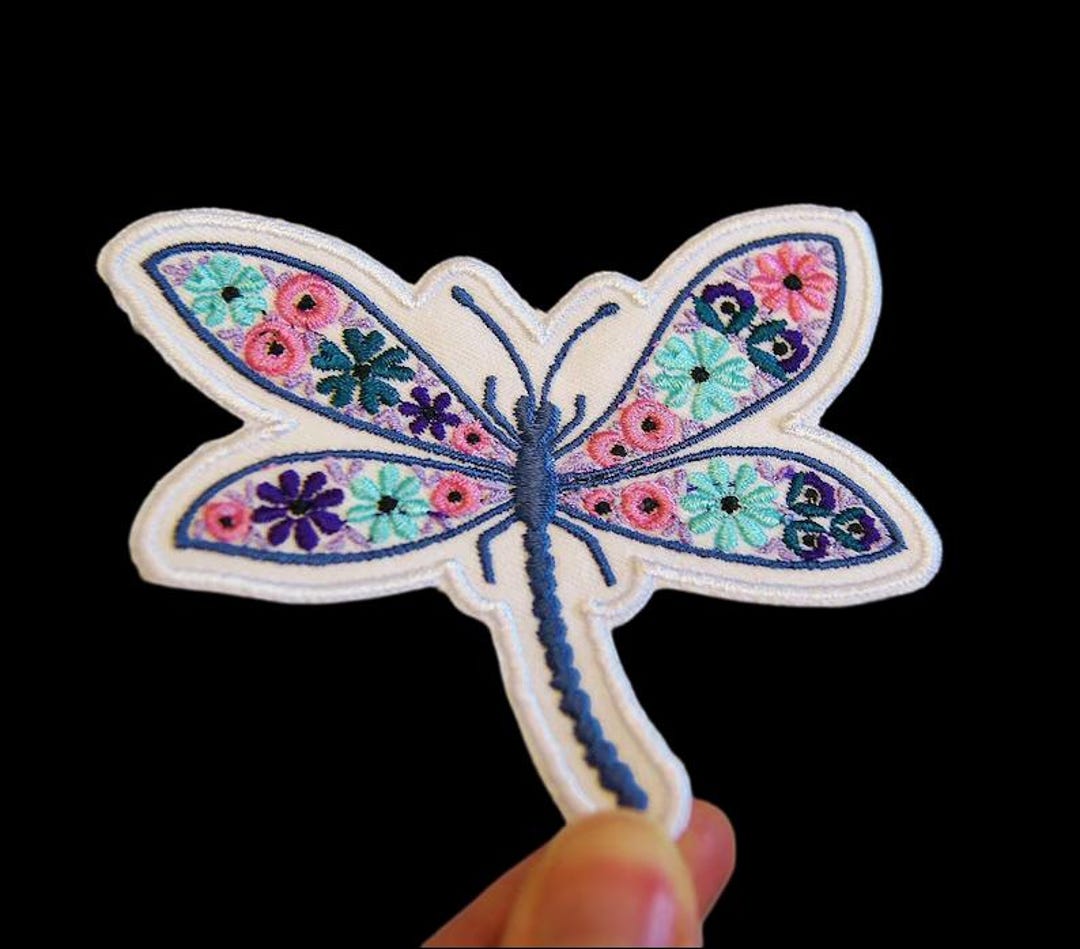 Dragonfly Patch Embroidered Iron on Fabric Colorful Patchwork Dragonfly ...