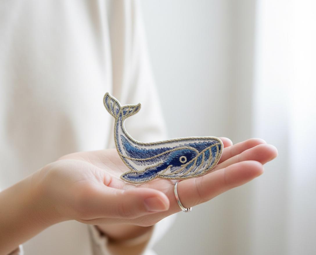 Big Blue Whale Iron on Patch: Embroidered Ocean Friend Badge - Etsy