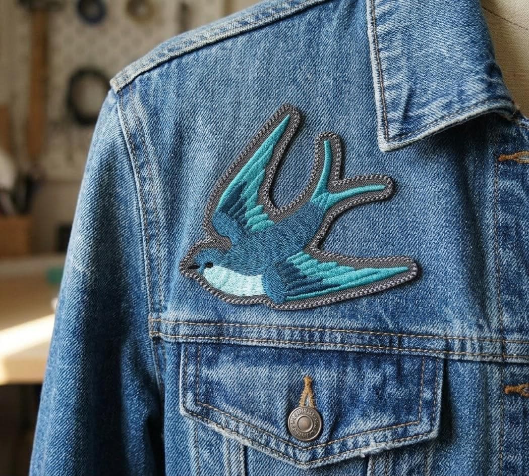 Embroidered Blue Swallow Bird Patch – Iron-on Nature Crest for Jackets ...