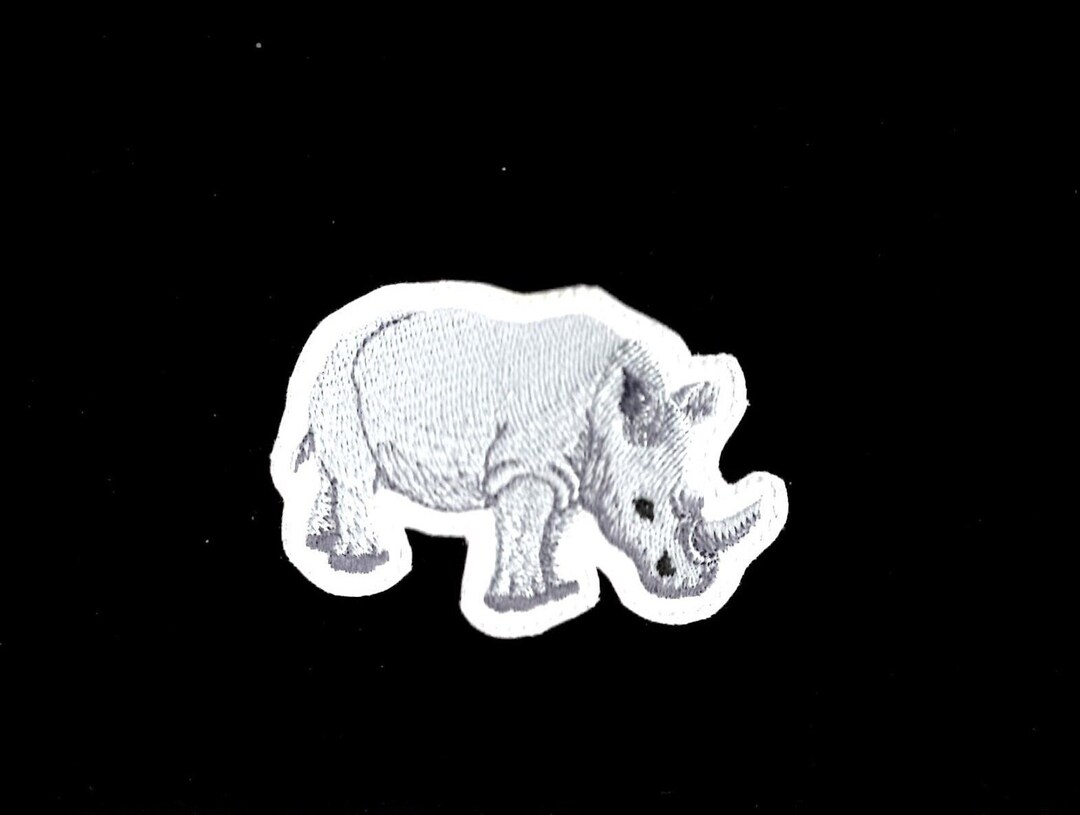 Rhino Patch Embroidered Iron on Rhinoceros Fabric Safari Applique Patch ...