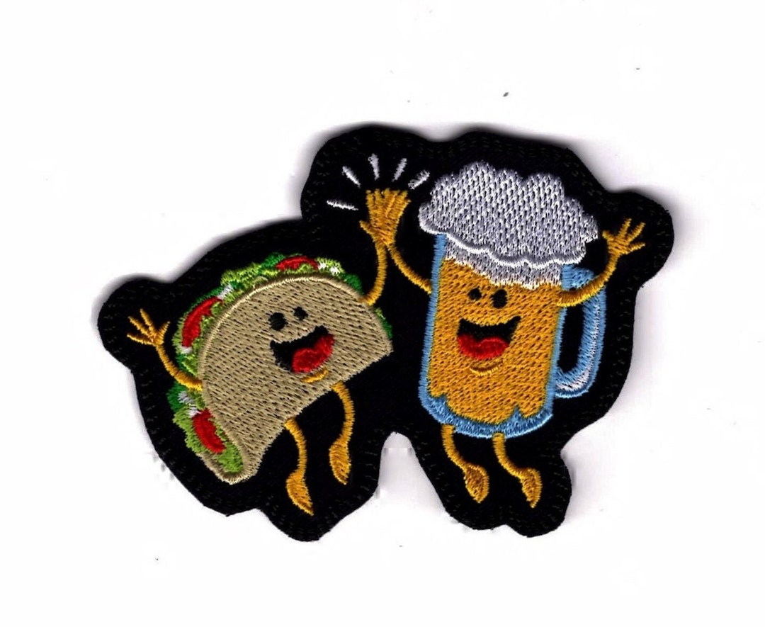 Beer and Taco Fiesta Patch - Iron on Embroidered Applique by Magic ...