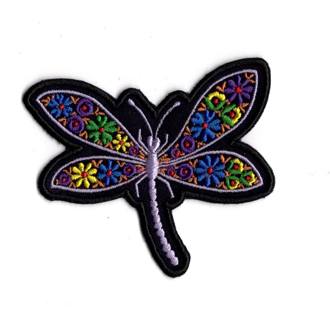Rainbow Dragonfly Patch Iron on Embroidered Dragonfly Patch by - Etsy
