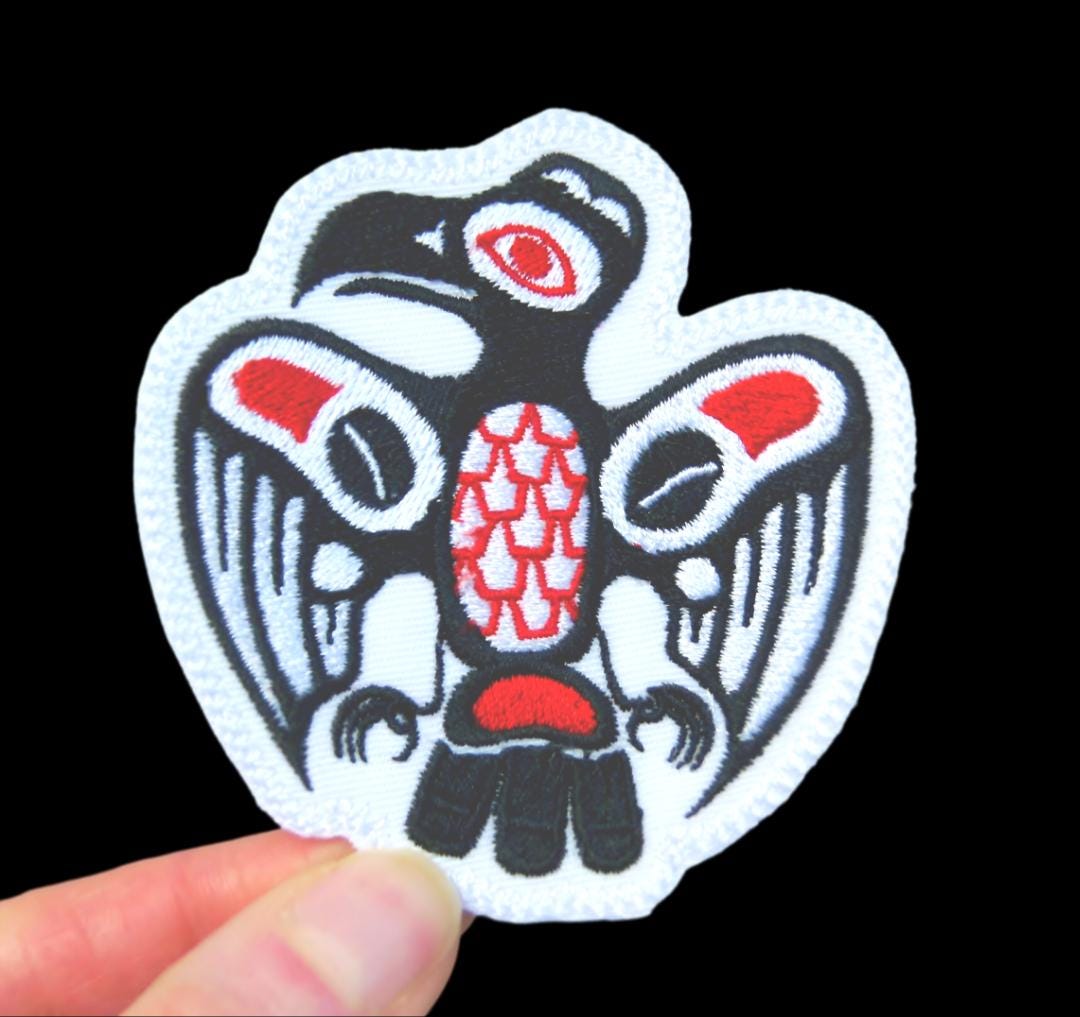 Raven Patch Embroidered Iron on Patch Native Raven Art Craft Applique ...
