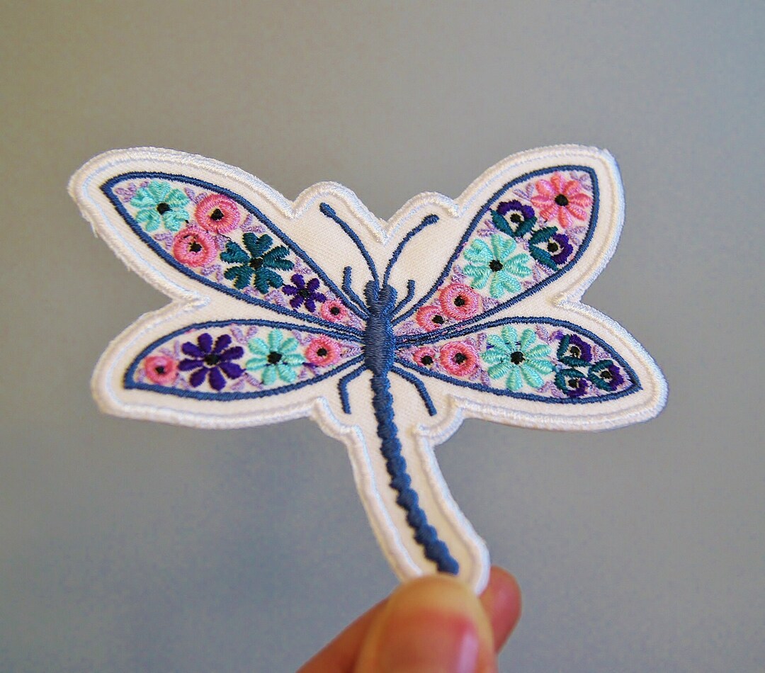 Dragonfly Patch Embroidered Iron on Fabric Colorful Patchwork Dragonfly ...