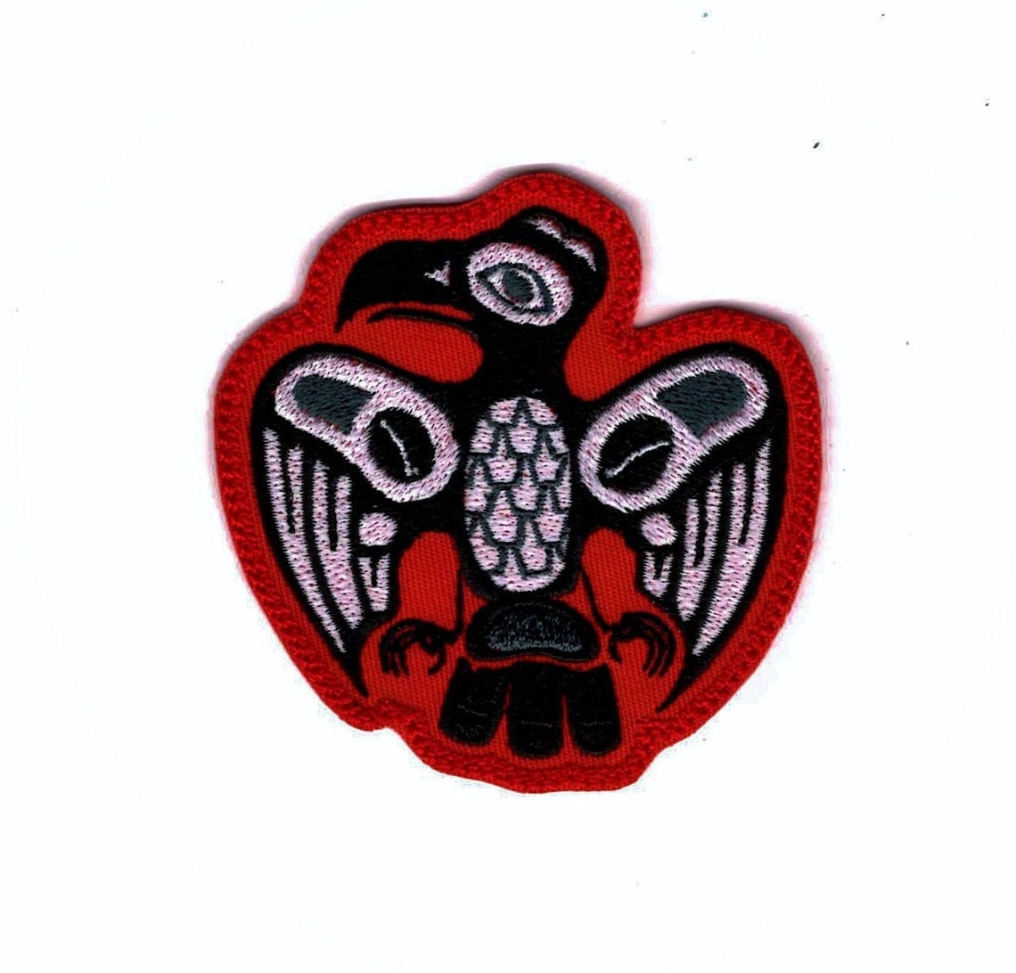 Raven Iron on Patch Embroidered Fabric Native Style Bird Crest Patch by ...