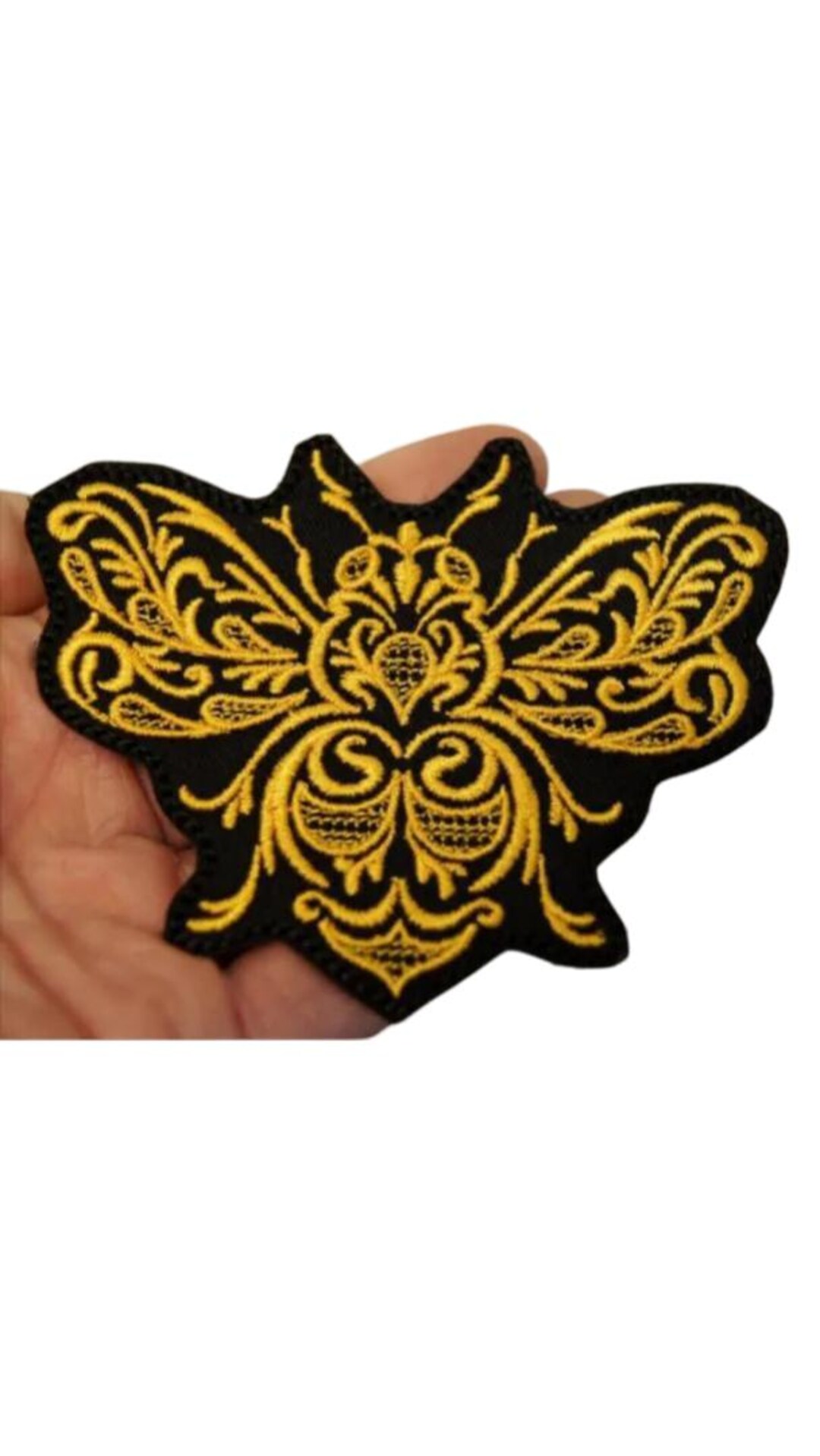 Queen Bee Patch Embroidered Iron on Fabric Gilded Queen Honey Bee Patch by Magicpatches&more - Etsy