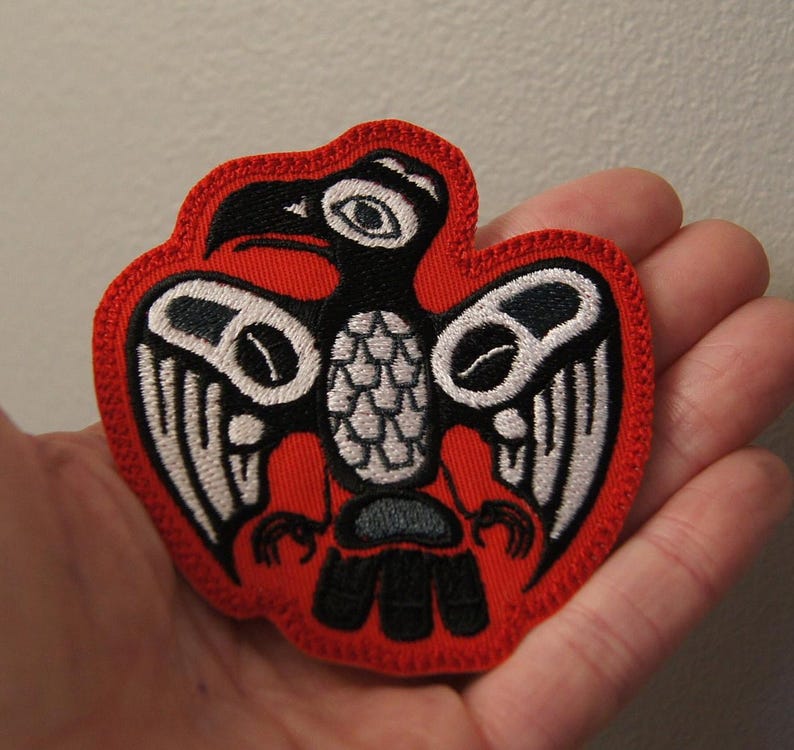 Raven Iron on Patch Embroidered Fabric Native Style Bird Crest Patch by ...