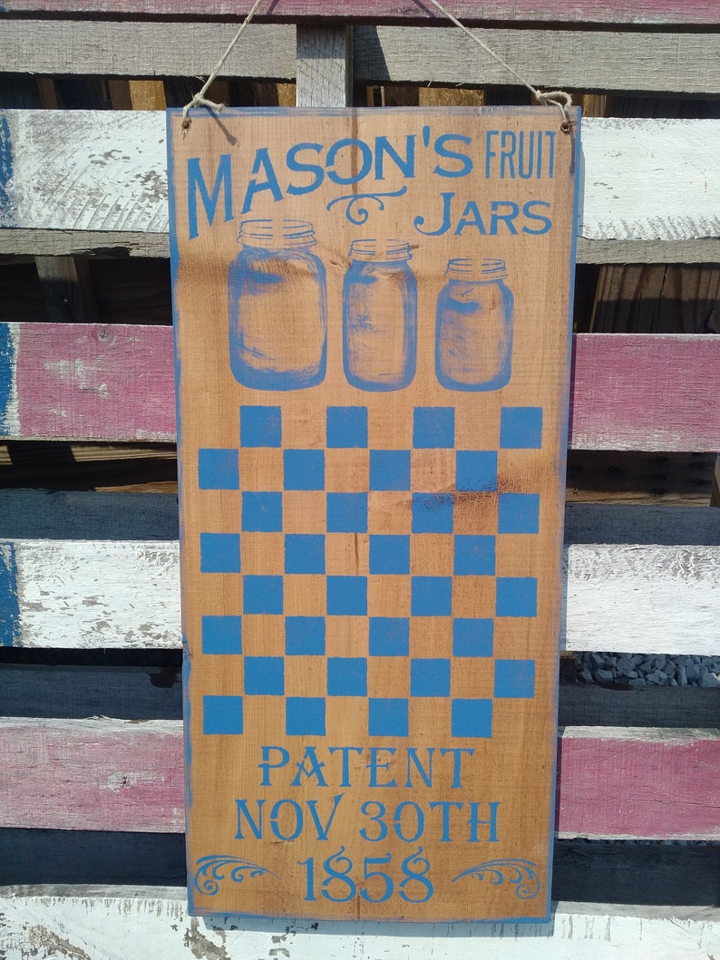 Mason Jar Sign for Mason Jar Collectors Blue Mason Jar Sign - Etsy