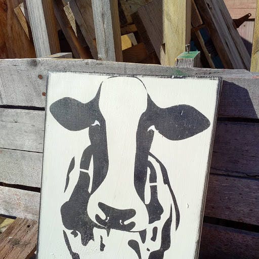 Vintage Farmhouse Cow Sign Country Cow Decor Dairy Farm Cow Kitchen Cow ...