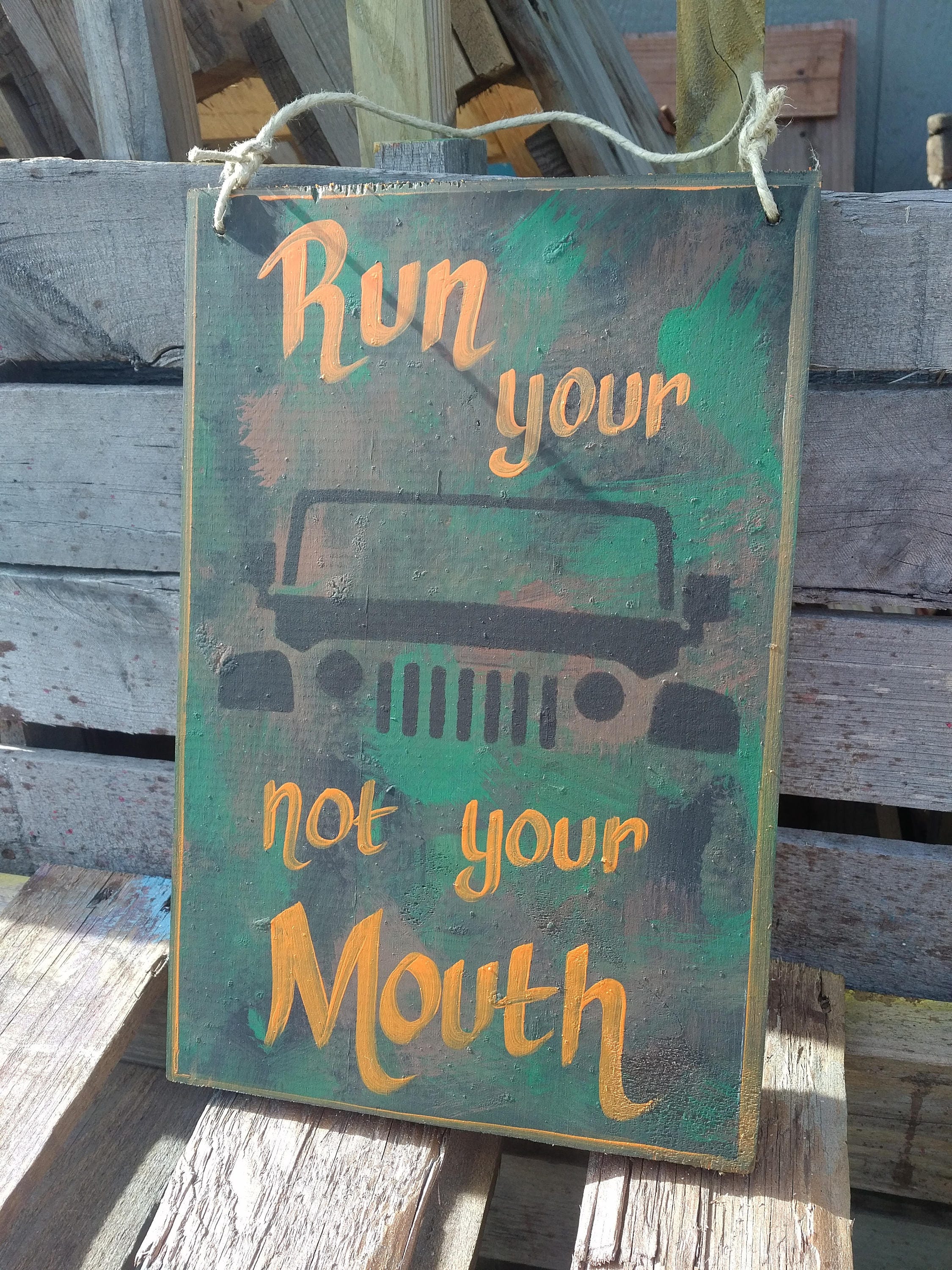 Jeep Lovers Sign Run Your Jeep Not Your Mouth Jeep Women Cave Sign ...