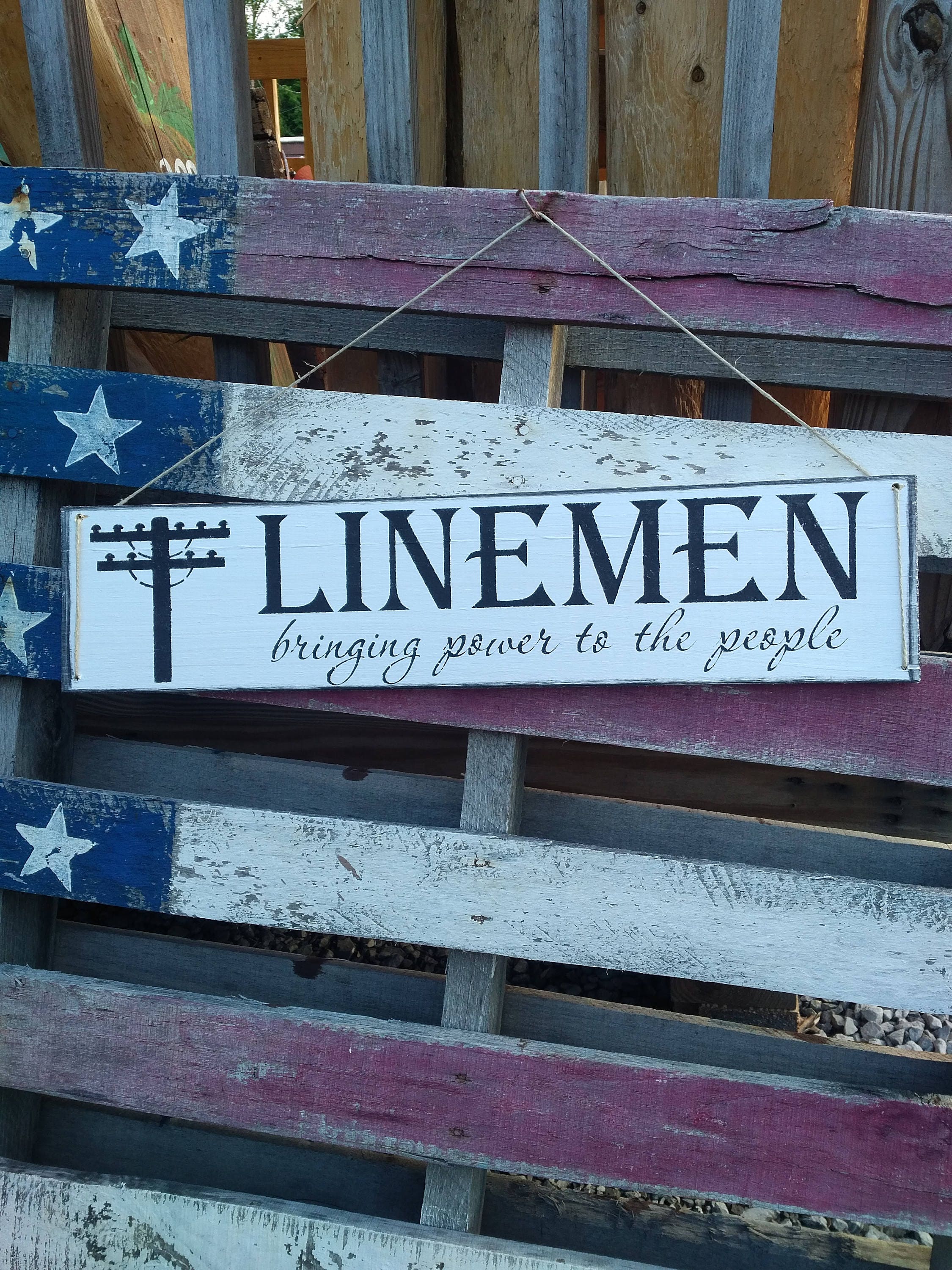 Linemen Bringinging Power to the People Sign, Working Class American ...