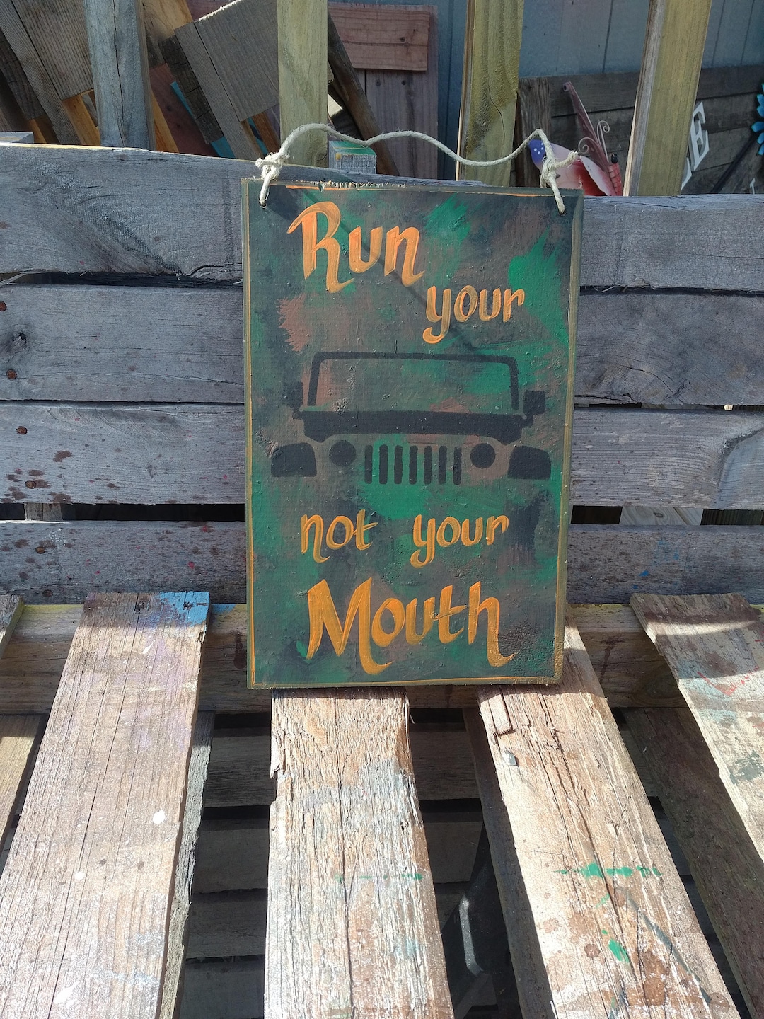 Jeep Lovers Sign Run Your Jeep Not Your Mouth Jeep Women Cave Sign ...