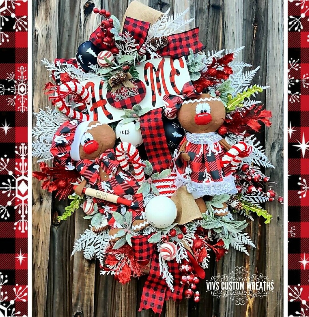 Gingerbread Wreath Front Door Wreath Big Foot Wreath - Etsy