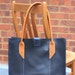 Hand-stitched Navy Blue Leather Tote - Etsy