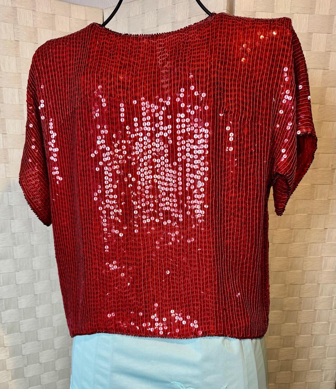 Vintage Silk Rima Z. Red Beaded Short Sleeve Party Top Size M - Etsy